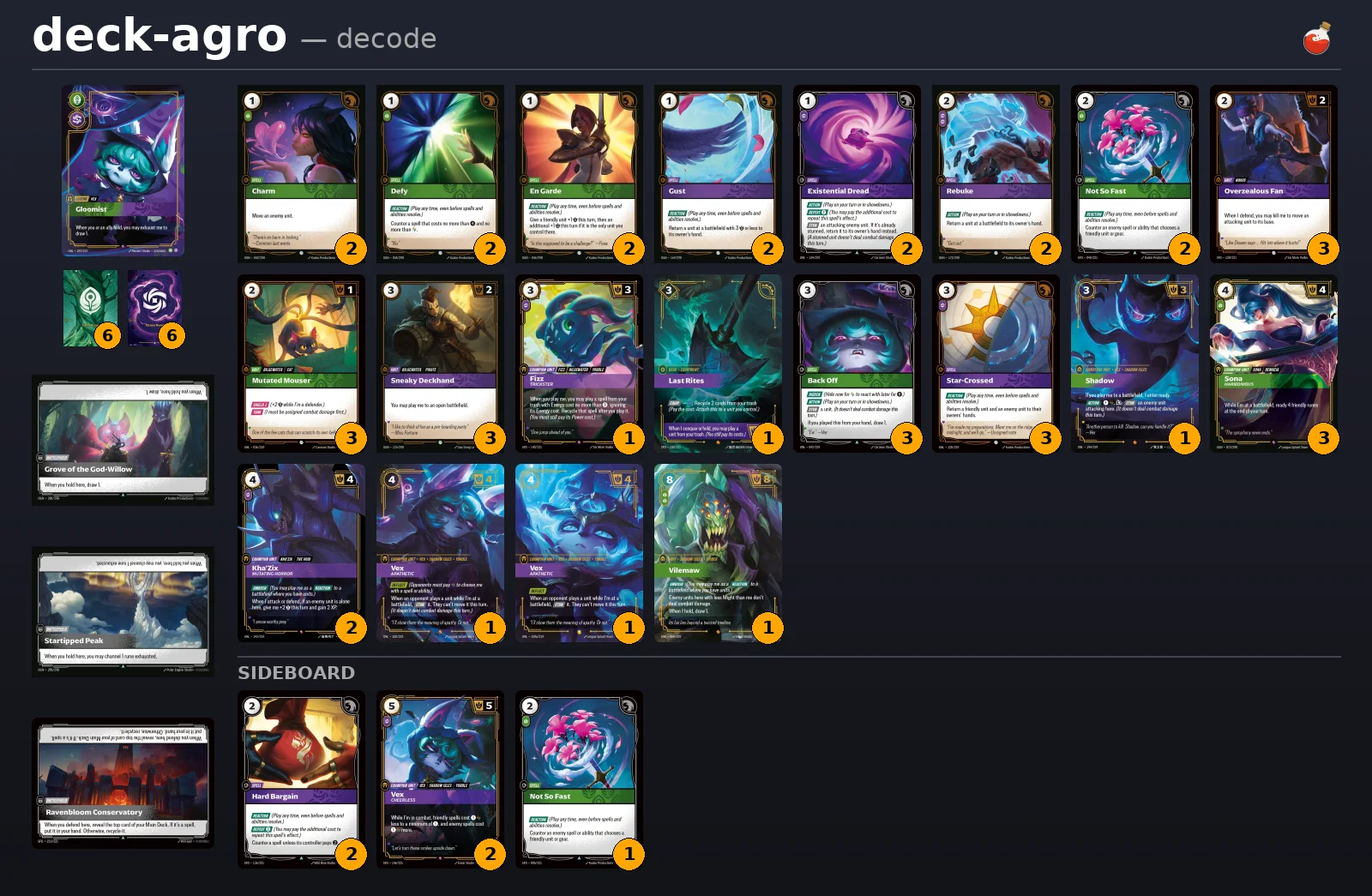 Calm Chaos Vex, Gloomist deck – Riftbound